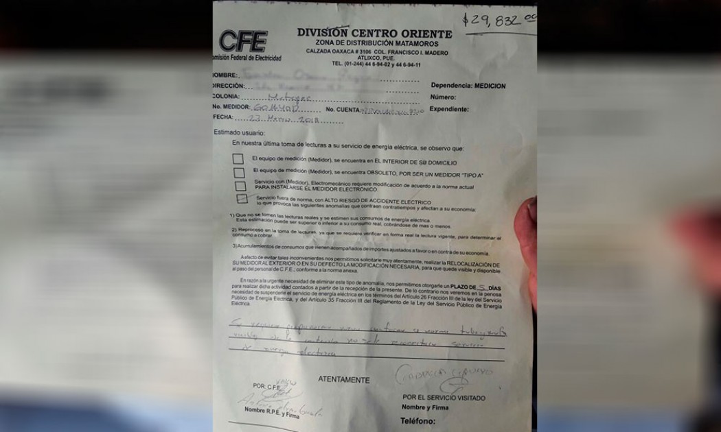 Aplica CFE multas de 100 mil pesos, acusan