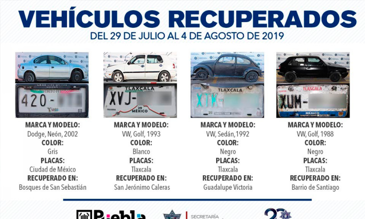 Recuperan 16 autos con reporte de robo en Puebla